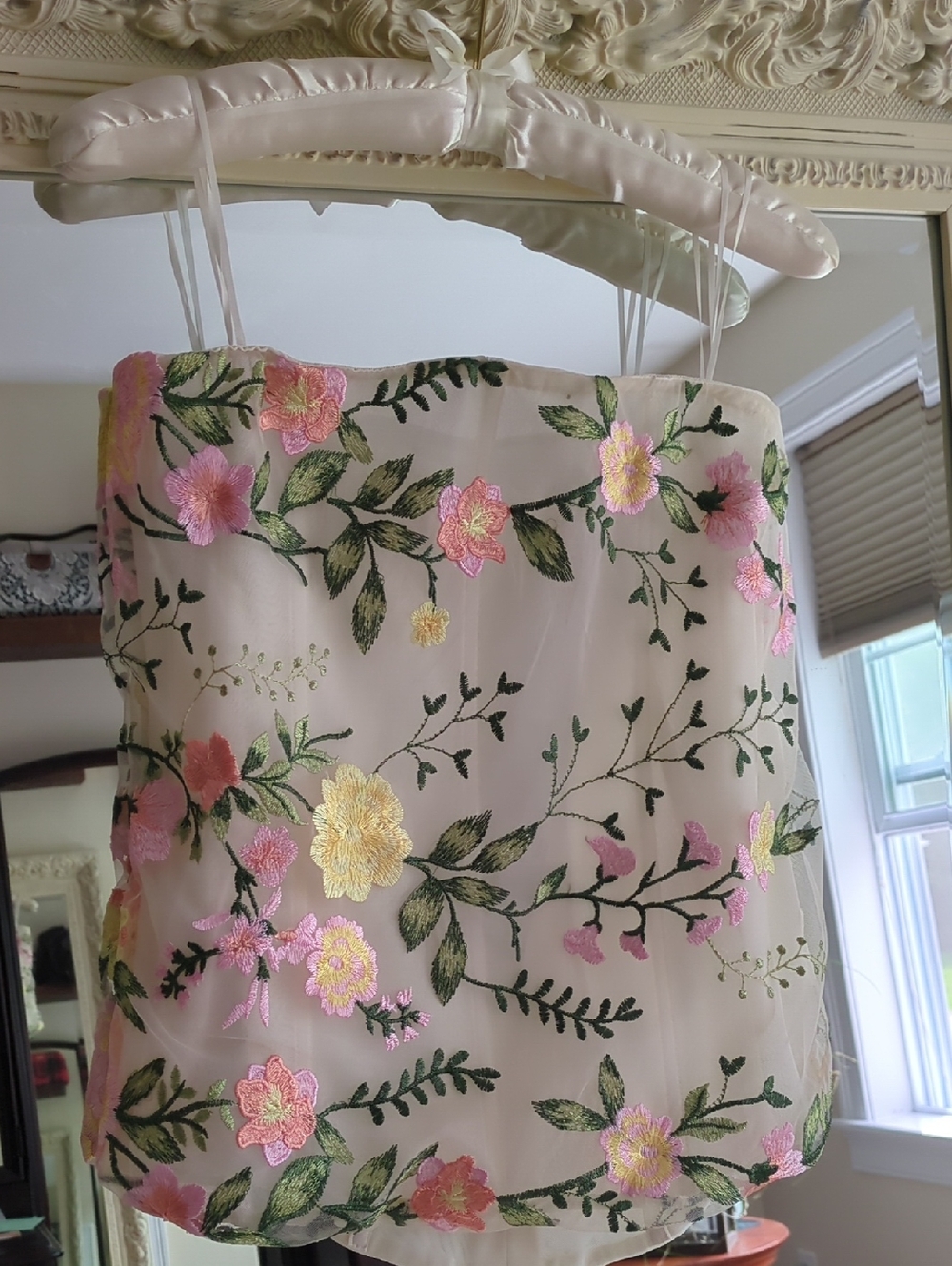 AKIRA | Tops | Akira Sheer Floral Embroidered Corset In Pink Yellow ...
